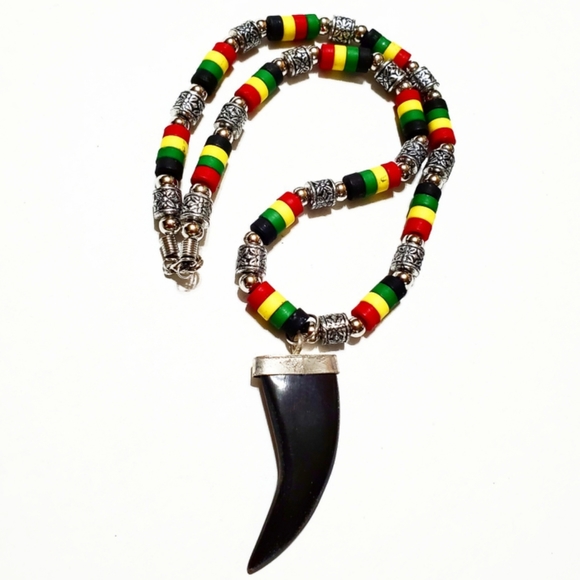 Accessories | Mens Rasta Bead Animal Fang Shaped Pendant | Poshmark